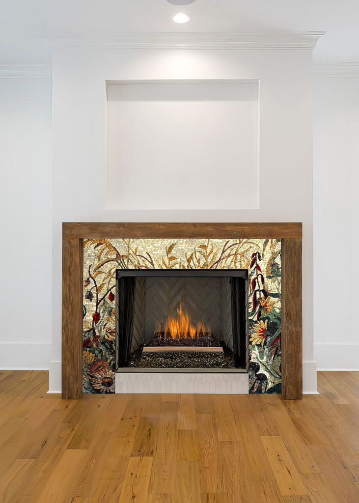 Modern Mosaic Fireplace - Flora Art | Fireplaces | Mozaico
