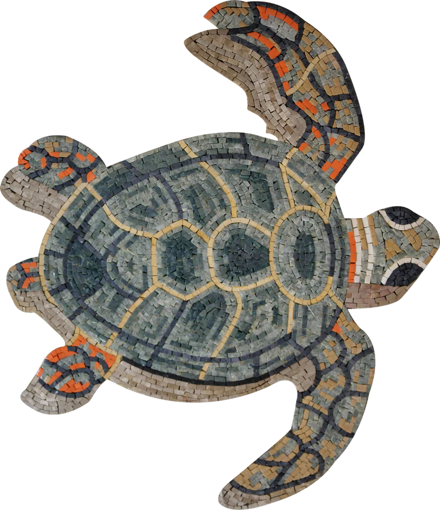 Sea Turtle Marble Mosaic | Marine Life&Nautical | Mozaico
