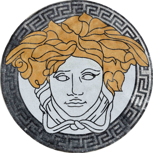 Versace Logo In Marble Mosaic Medallion | Ancient Mythology | Mozaico