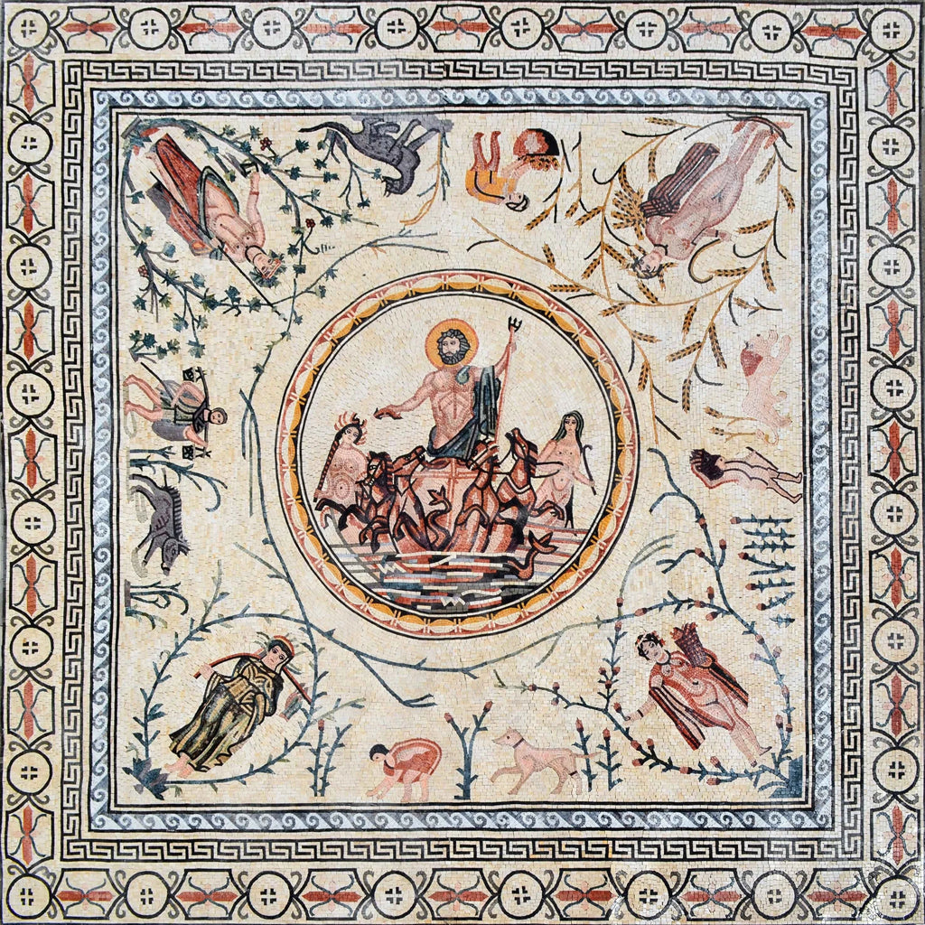 Neptune and the Four Seasons Mosaic | Ancient Mythology | Mozaico