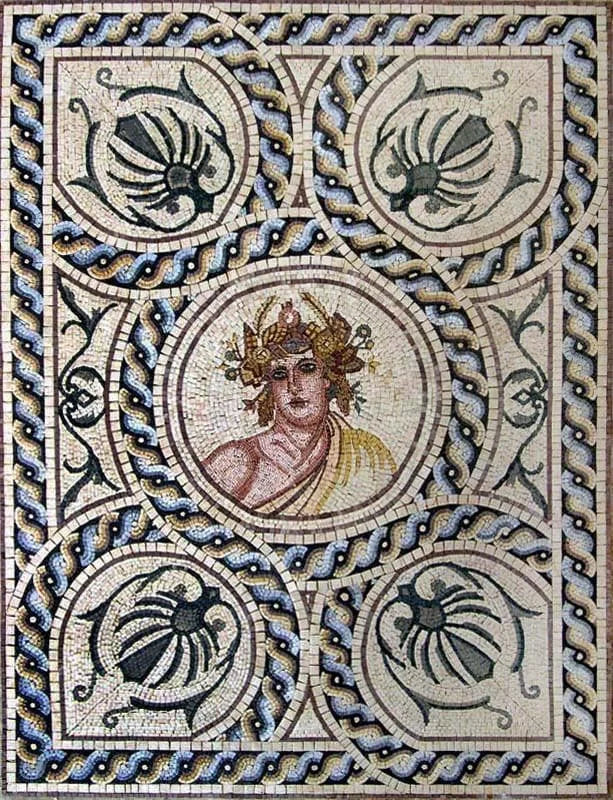 Saturn Roman God Marble Pattern Mosaics | Ancient Mythology | Mozaico