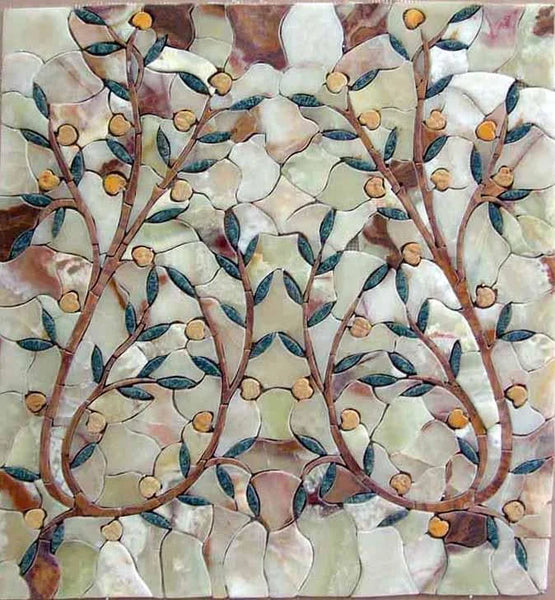 Mosaic Tile Pattern - Blossom Twig | Flowers And Trees | Mozaico