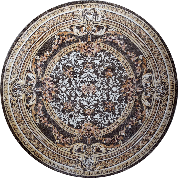 Floral Medallion Marble Mosaic Floor | Rugs | Mozaico