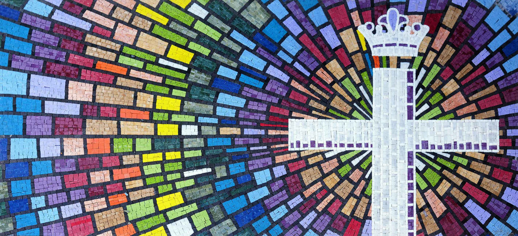 Scatered Colors Religious Cross Art In Mosaic | Religious | Mozaico