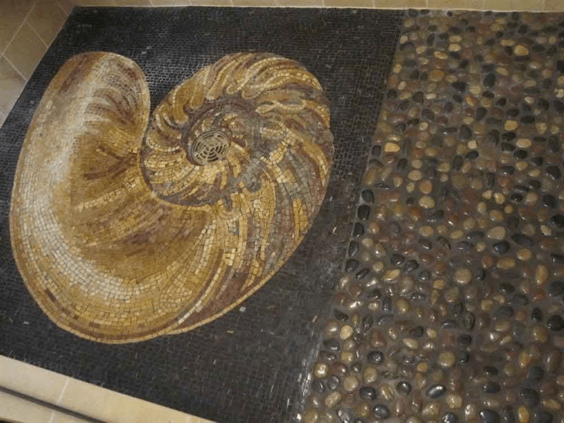 The Golden Seashell II Mosaic Artwork | Marine Life&Nautical | Mozaico