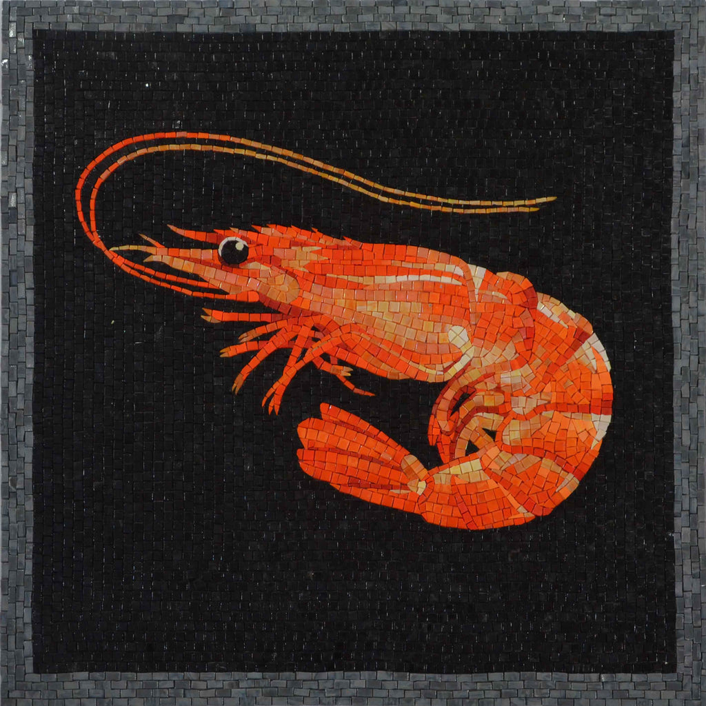 Radiant Shrimp Glass Mosaic Art | Marine Life&Nautical | Mozaico