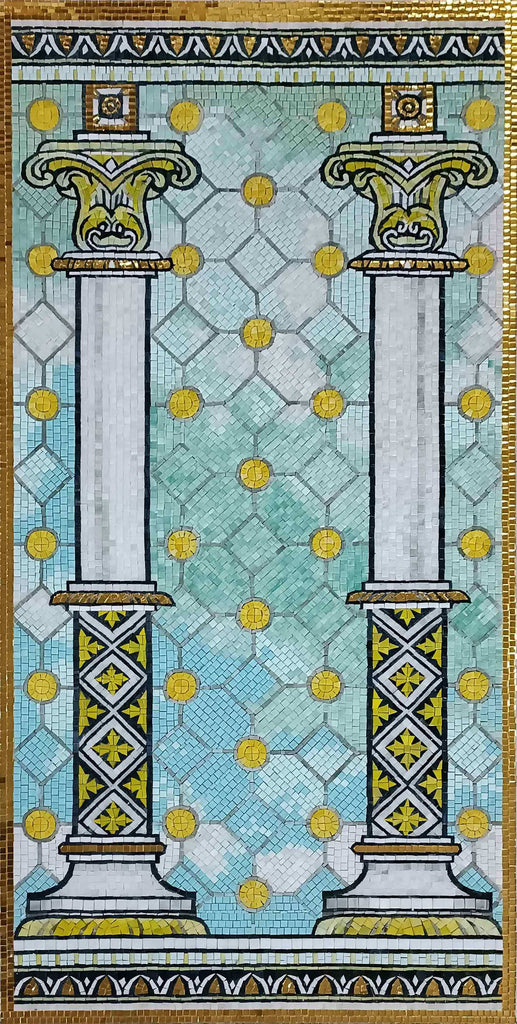 Ancient Columns Glass Mosaic Art | Flowers And Trees | Mozaico