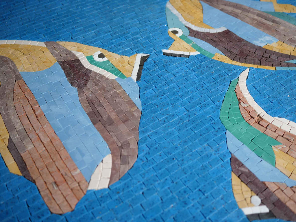 Angelfish Trinity - Mosaic Fish Medallion | Marine Life&Nautical | Mozaico