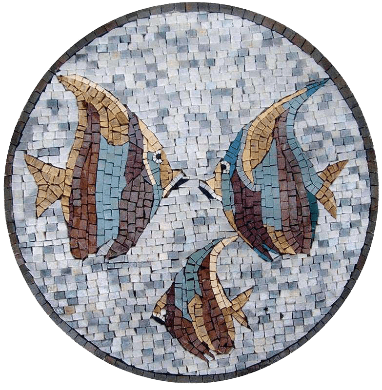 Fish Medallion Mosaic | Marine Life&Nautical | Mozaico