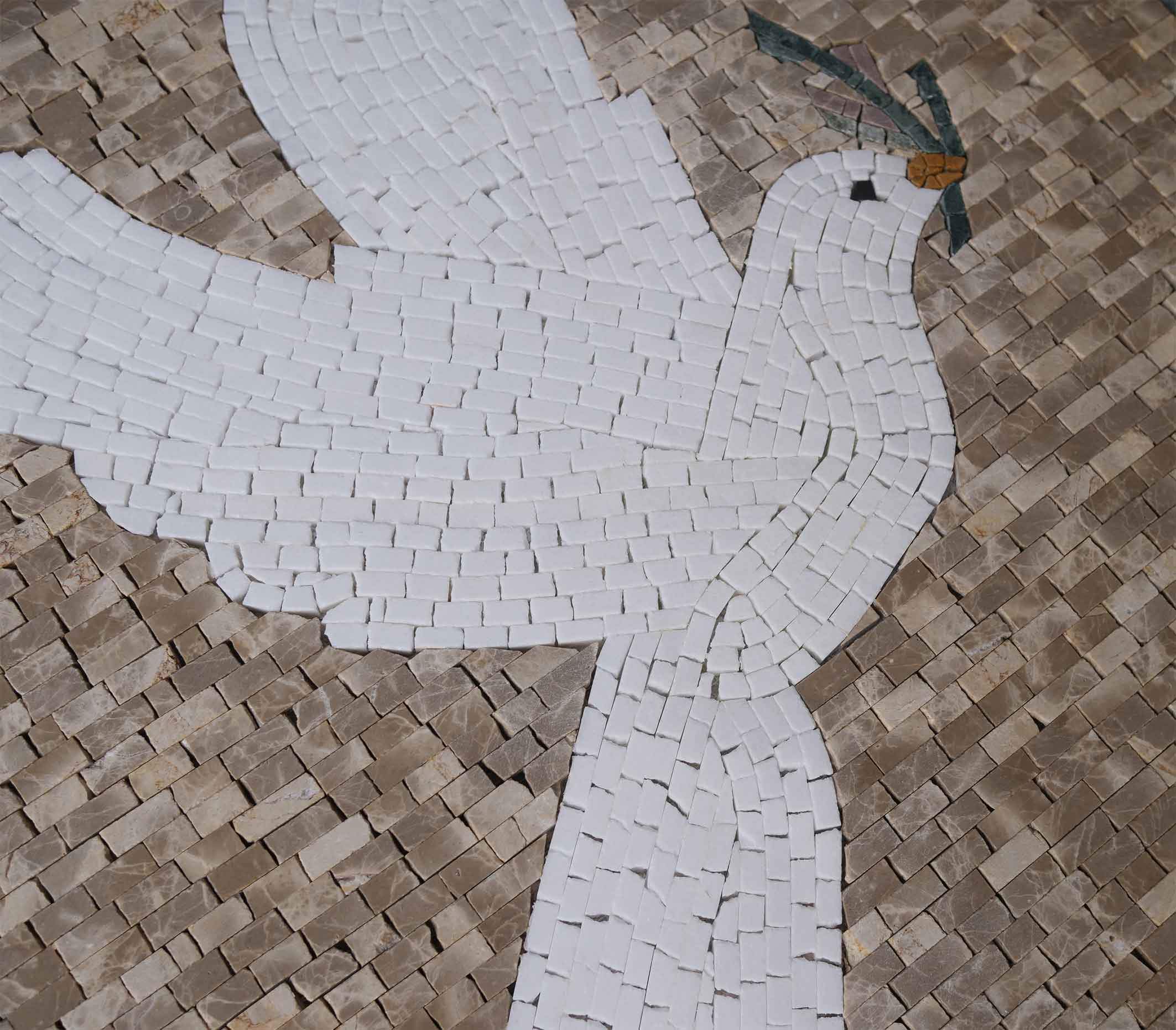 White Dove Marble Mosaic | Birds & Butterflies Decor – Mozaico