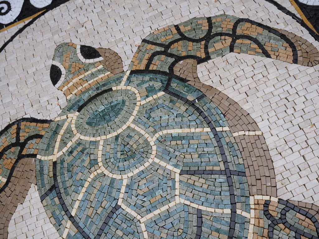 Sea Turtle Mosaic Art With Borders | Marine Life&Nautical | Mozaico