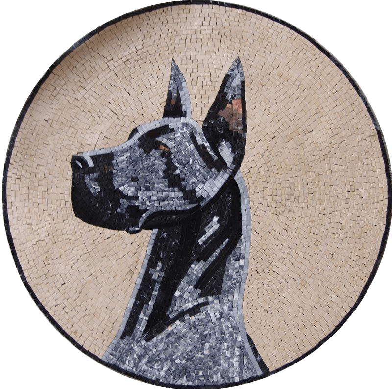 Marble Mosaic Medallion - Dog | Animals | Mozaico