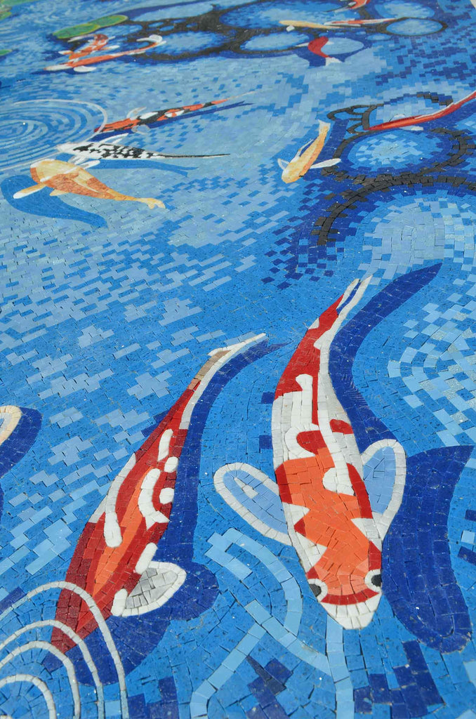 Koi Fish Pond Mosaic Art | Mozaico Marine Decor