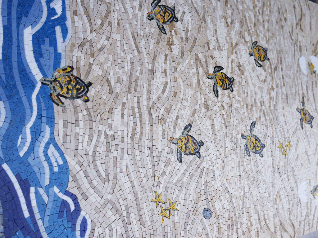 Hatching of Sea Turtles Mosaic | Marine Life&Nautical | Mozaico