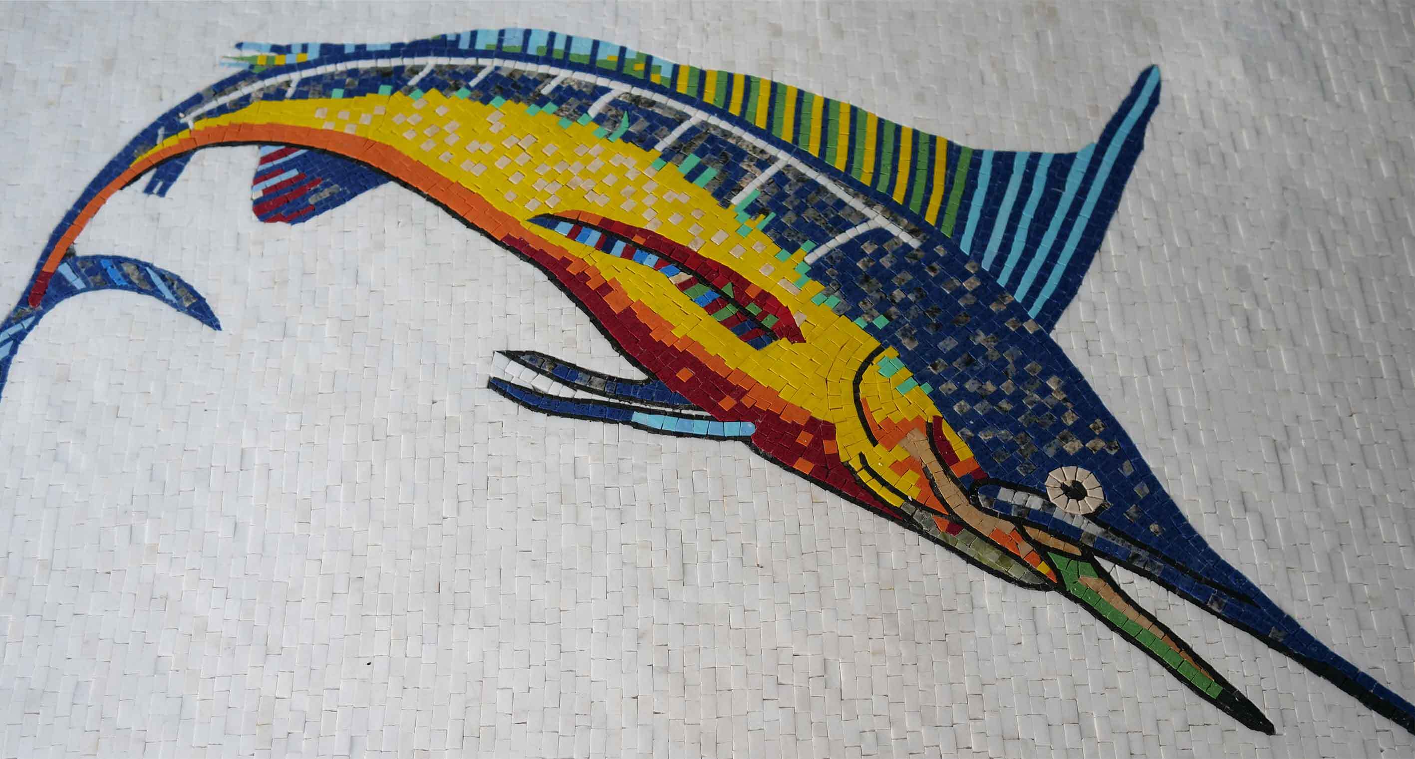 Colorful Swordfish Mosaic Art | Nautical Decor – Mozaico