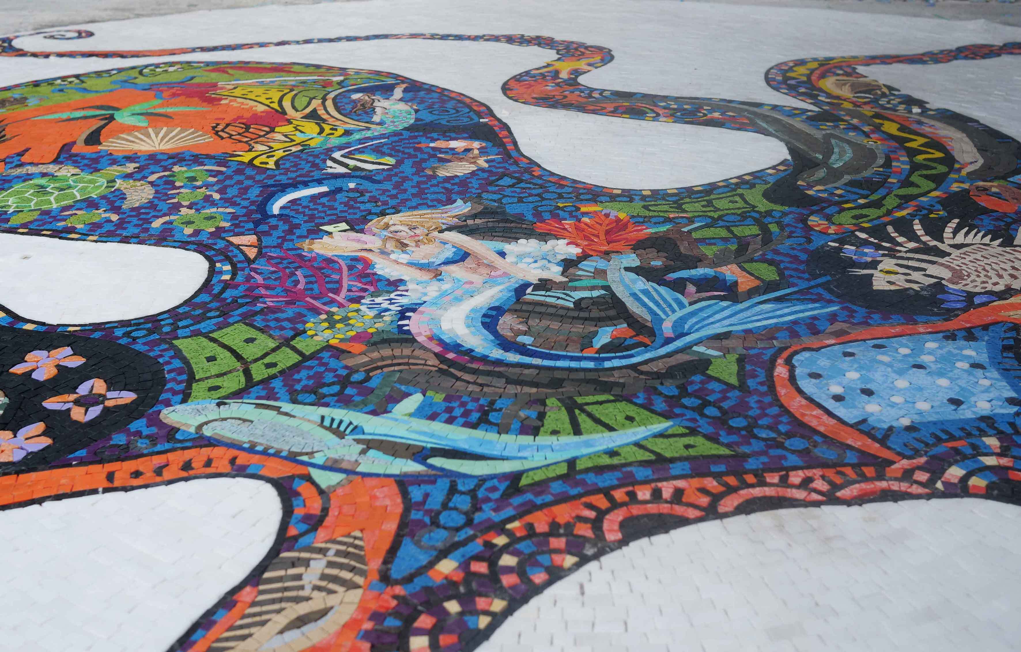 The Ocean Octopus - Mosaic Medallion | Marine Life&Nautical | Mozaico