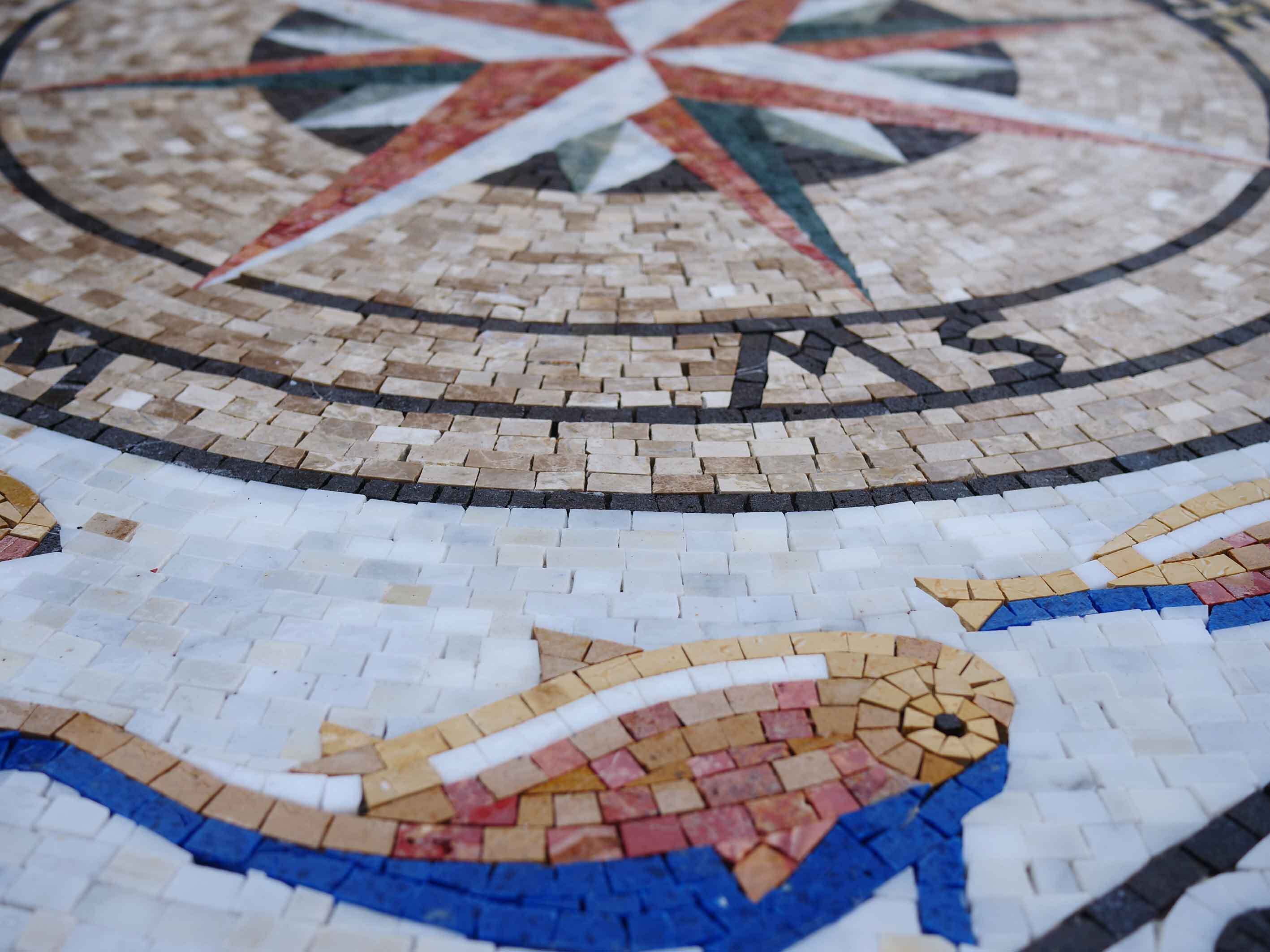 Nautical Mosaic - Fish & Compass | Mozaico Art