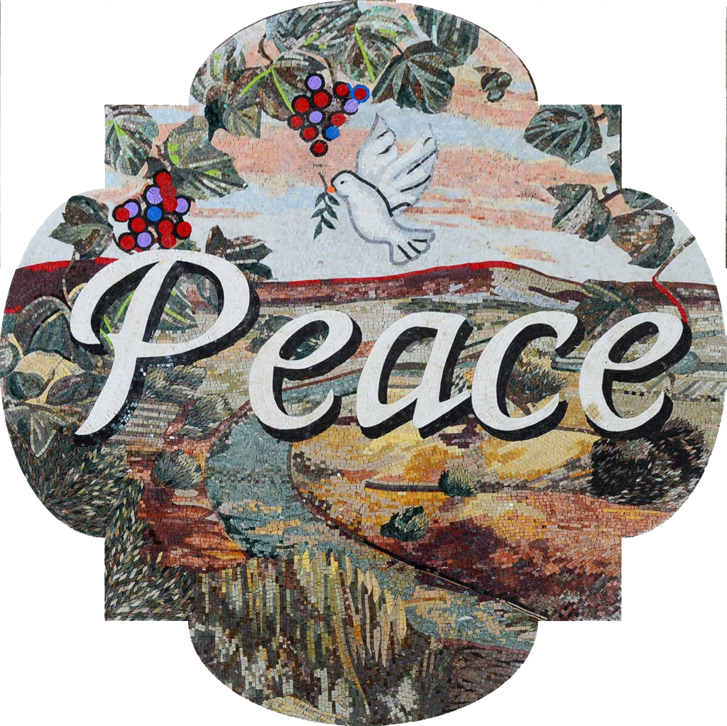 Peace" Custom Marble Stone Mosaic" | Signs-Logos | Mozaico