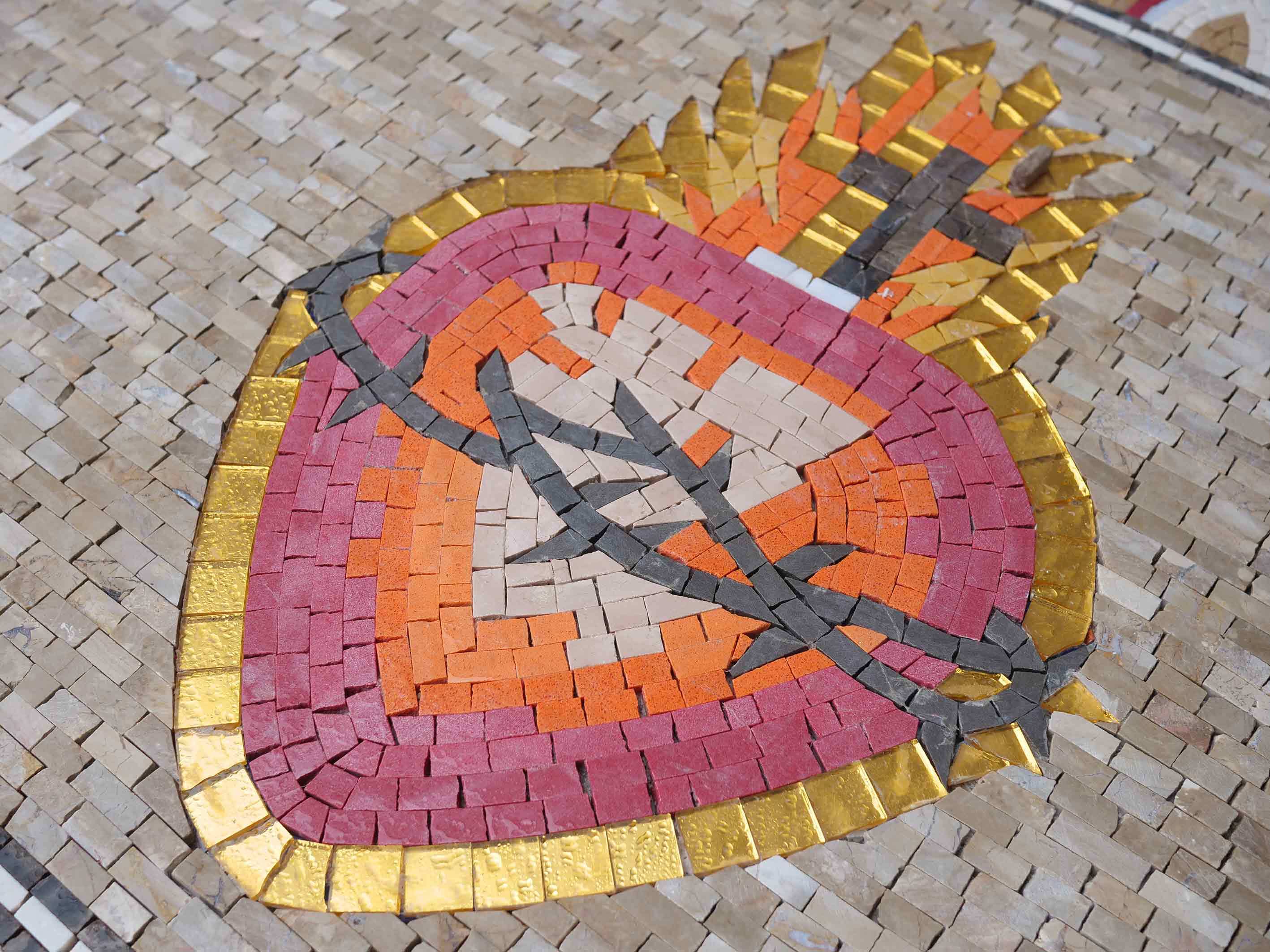 Marble and Glass Mosaic - The Sacred Heart Quote - Religious Mosaic ...