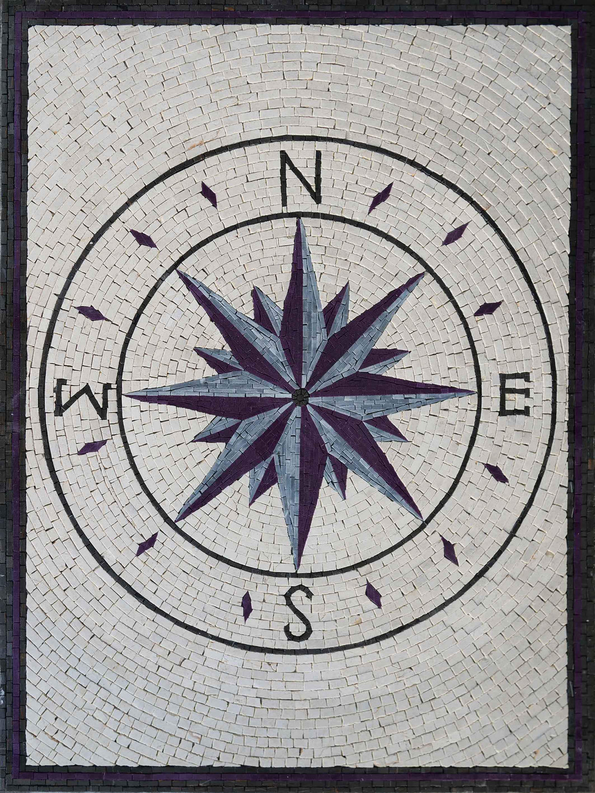 Compass Mosaic Artwork - Bussola II by Mozaico