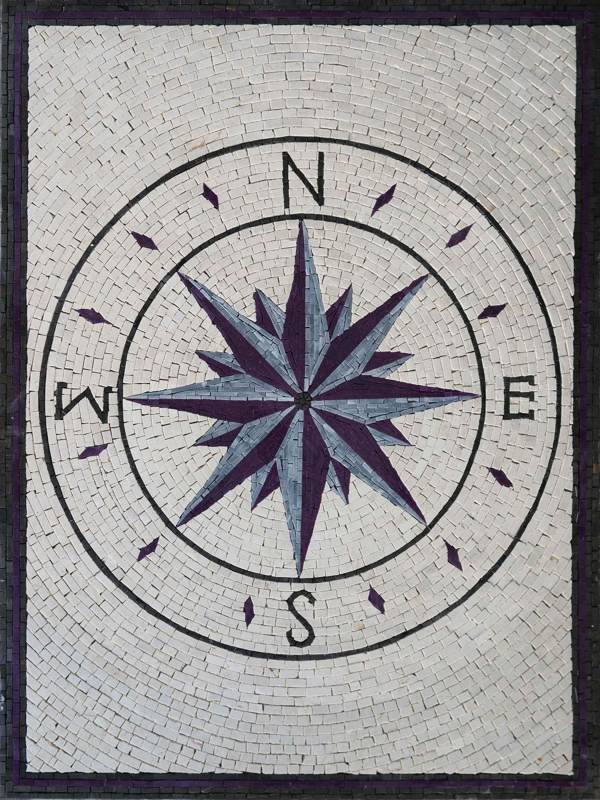 Bussola II - Compass Mosaic Artwork | Compass | Mozaico