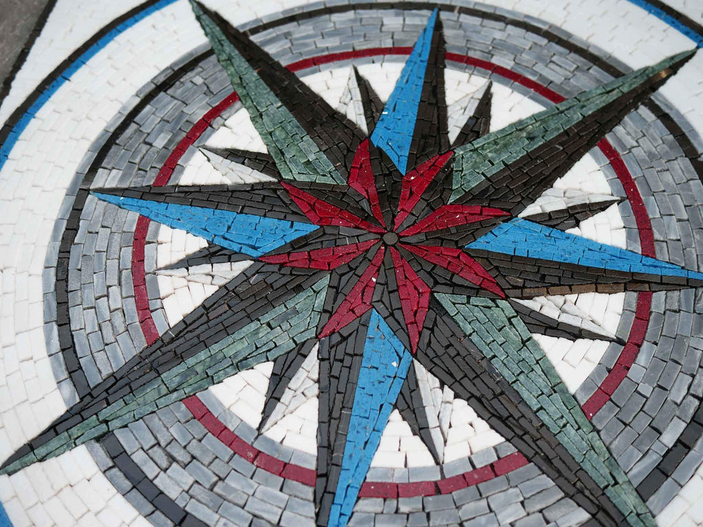 Everywhere Compass- Mosaic Medallion Art | Geometric | Mozaico