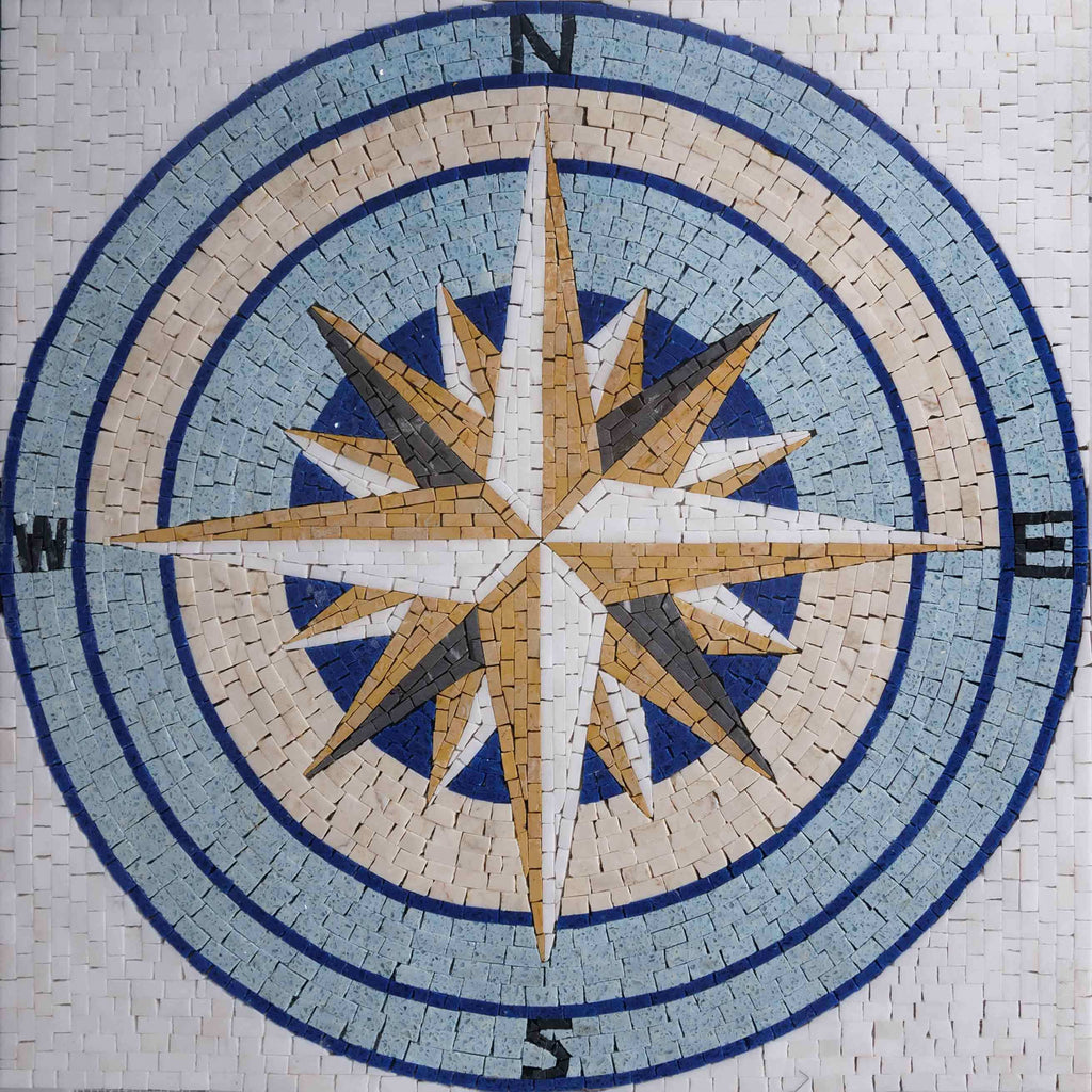 Orbit Medallion Compass - Mosaic Art | Compass | Mozaico