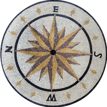 Sandy Fawn Compass Rose Mosaic Tile – Mozaico