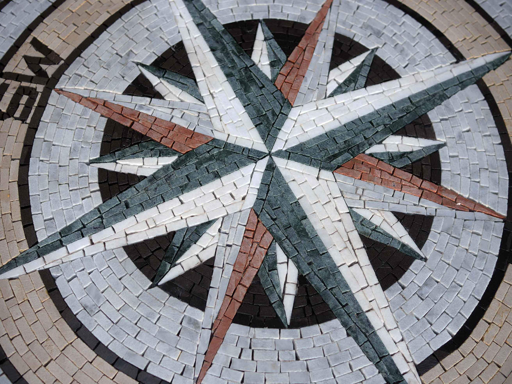 Nautical Compass Mosaic Marble | Compass | Mozaico