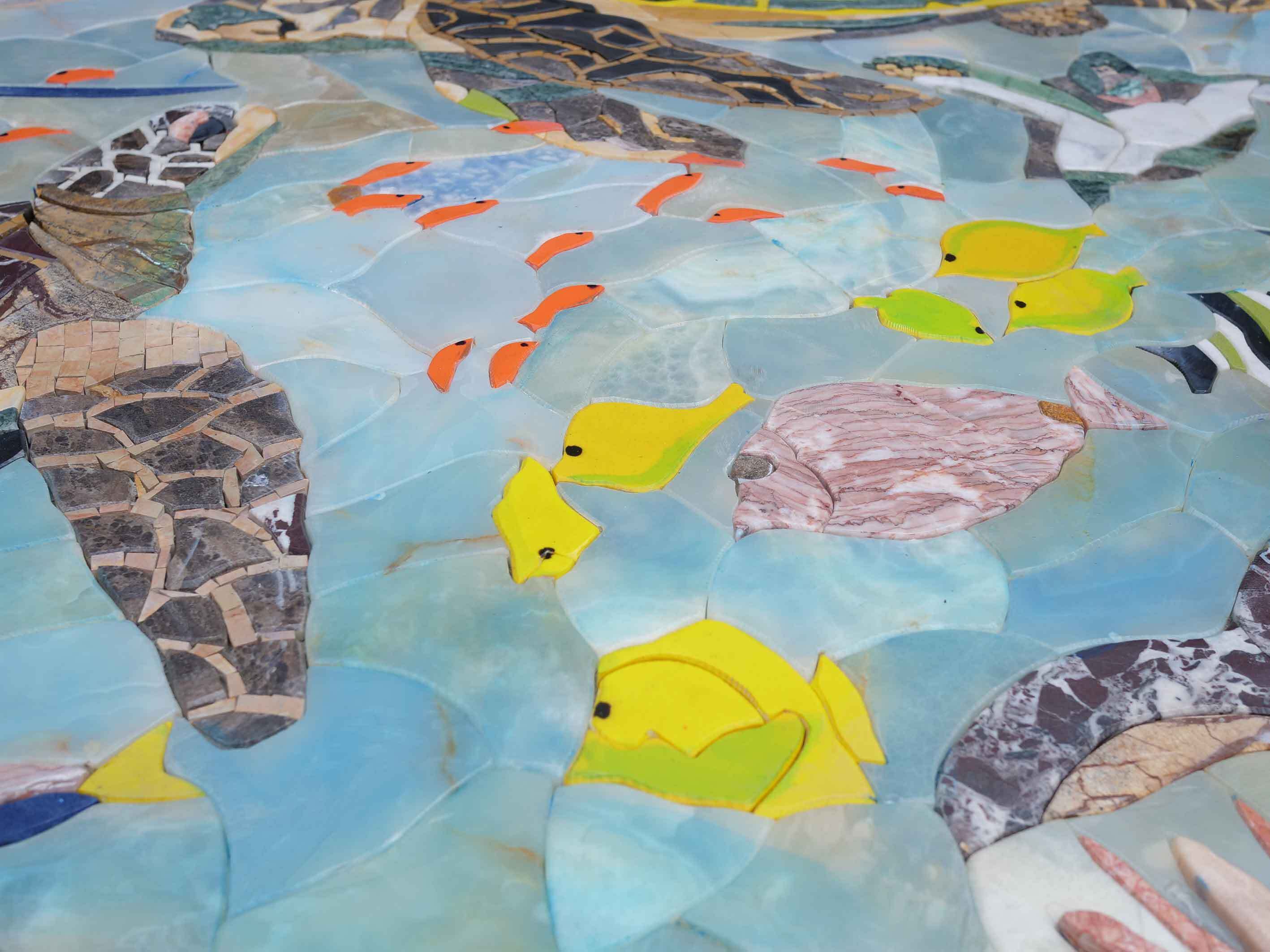 Mosaic Stone Art: Underwater Marine Life Decor – Mozaico
