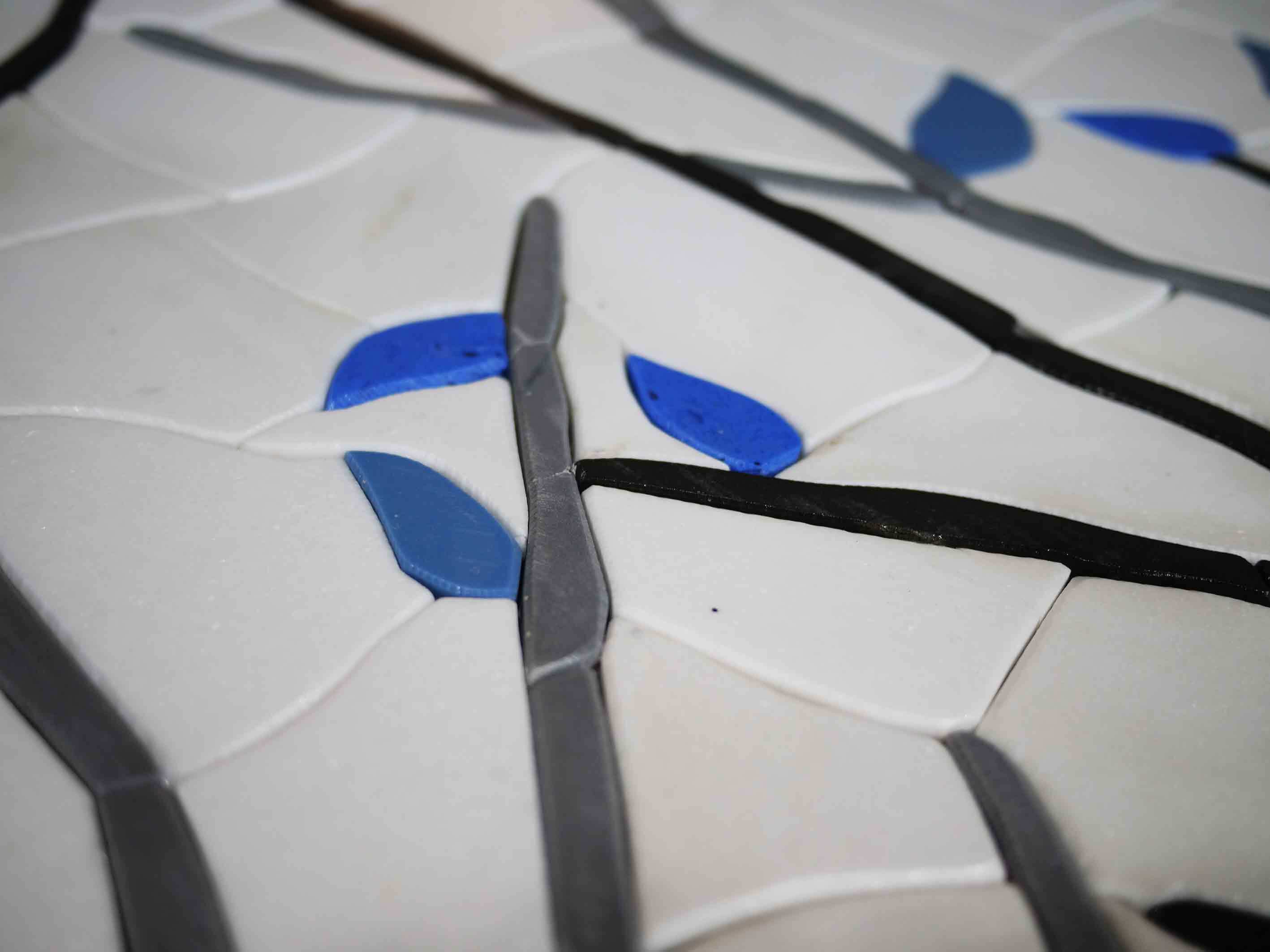 Blue Leaves Stone Mosaic Art | Mozaico