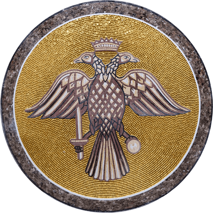 Custom Mosaic Artwork- Double-Headed Eagle Medallion | Religious | Mozaico