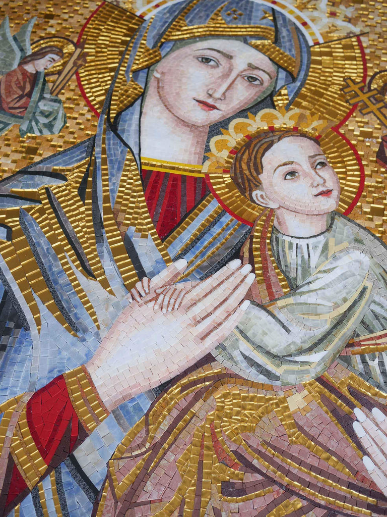 Saint Mary & Baby Jesus Mosaic Religious Mural | Religious | Mozaico