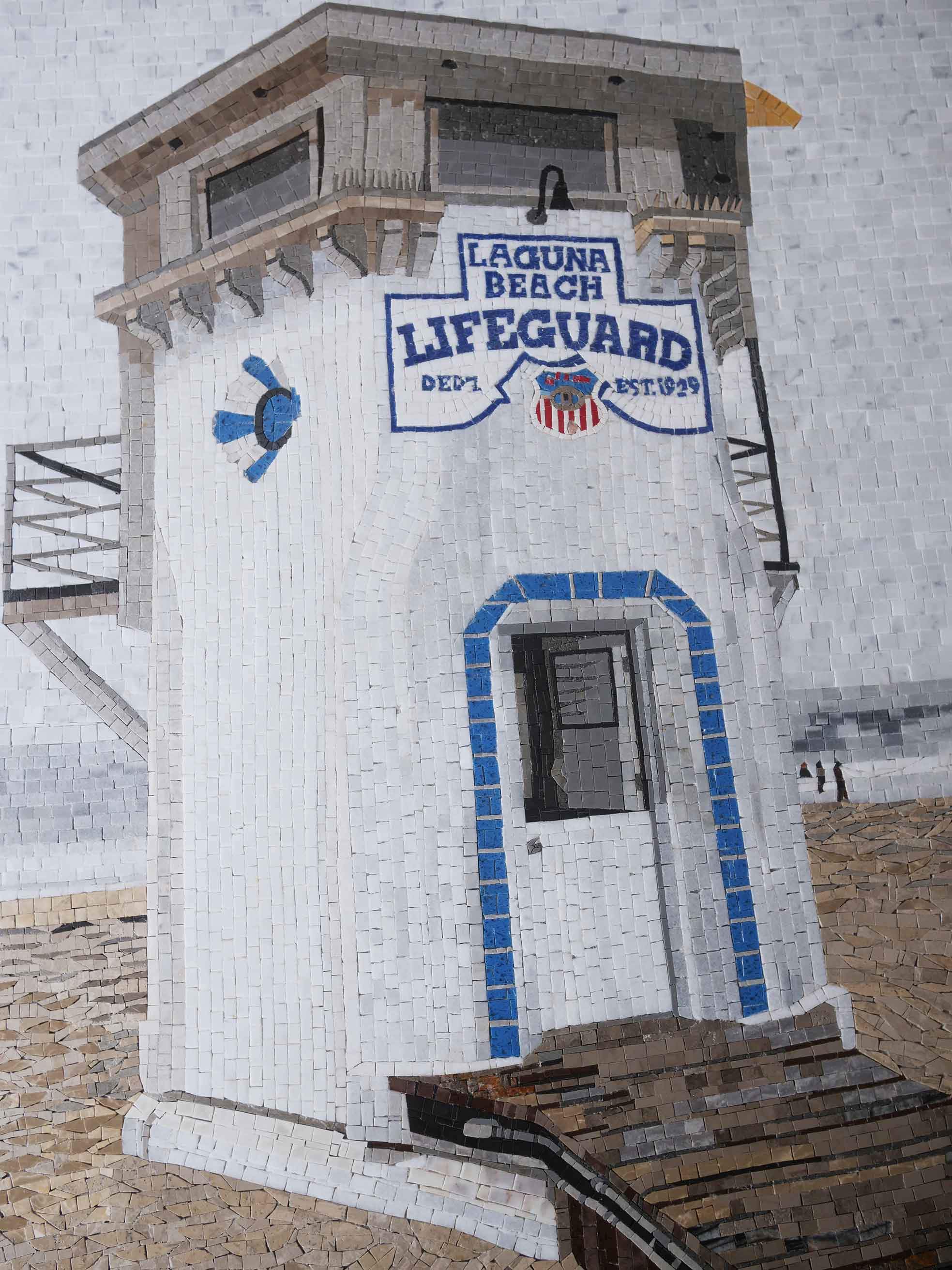 Custom Made Laguna Beach Lifeguard Tower Mosaic | Scenery | Mozaico
