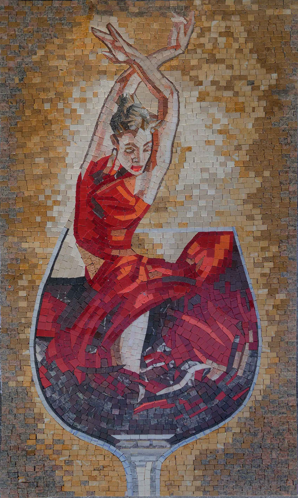 The Red Ballerina Mosaic Artwork | Human figures | Mozaico