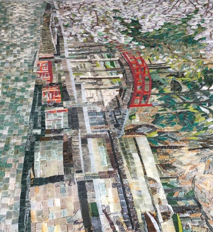 The Red Bridge - Mosaic Scenery Artwork – Mozaico