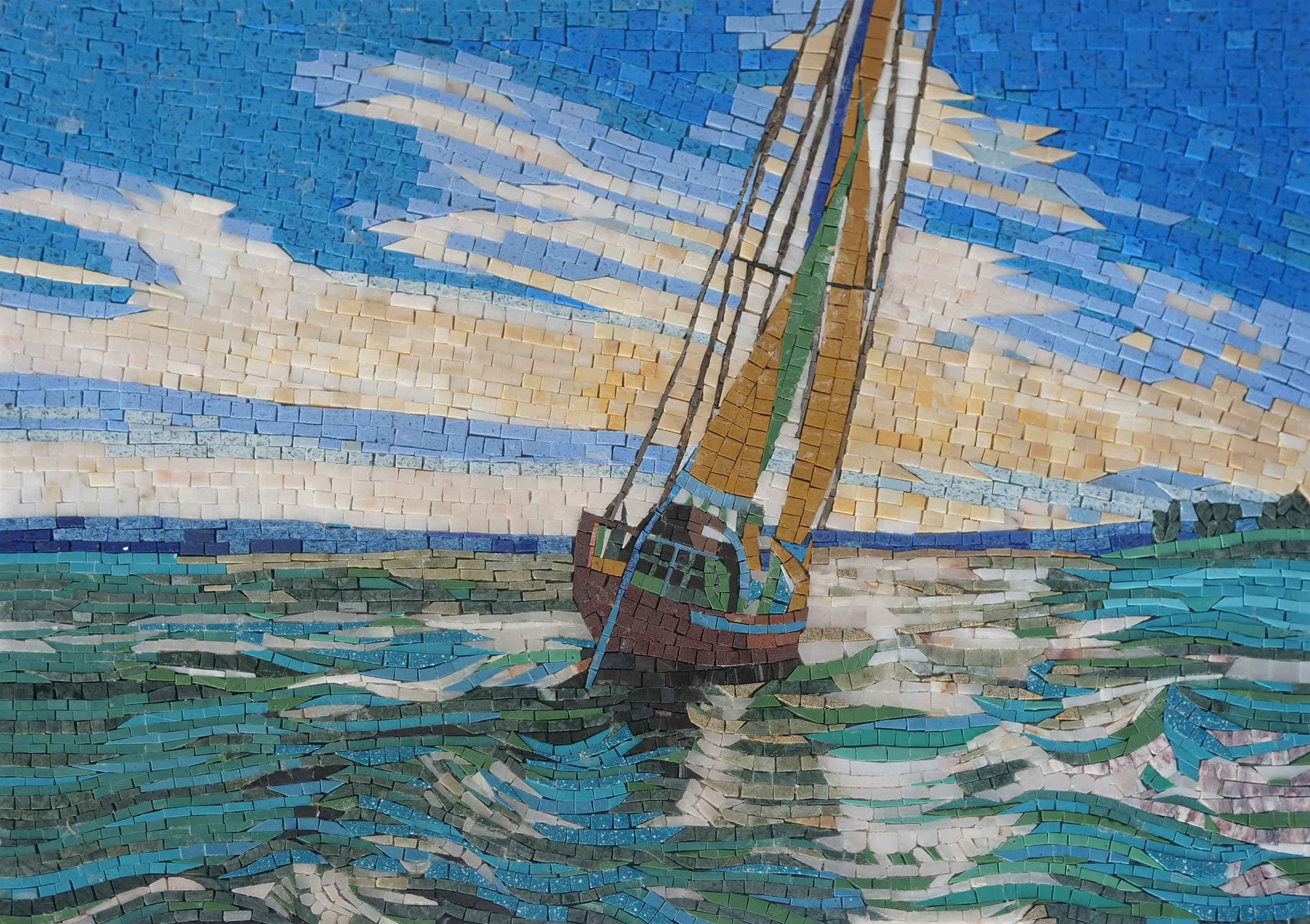 Mosaic Tile Art - Magnificent Sailboat | Mozaico