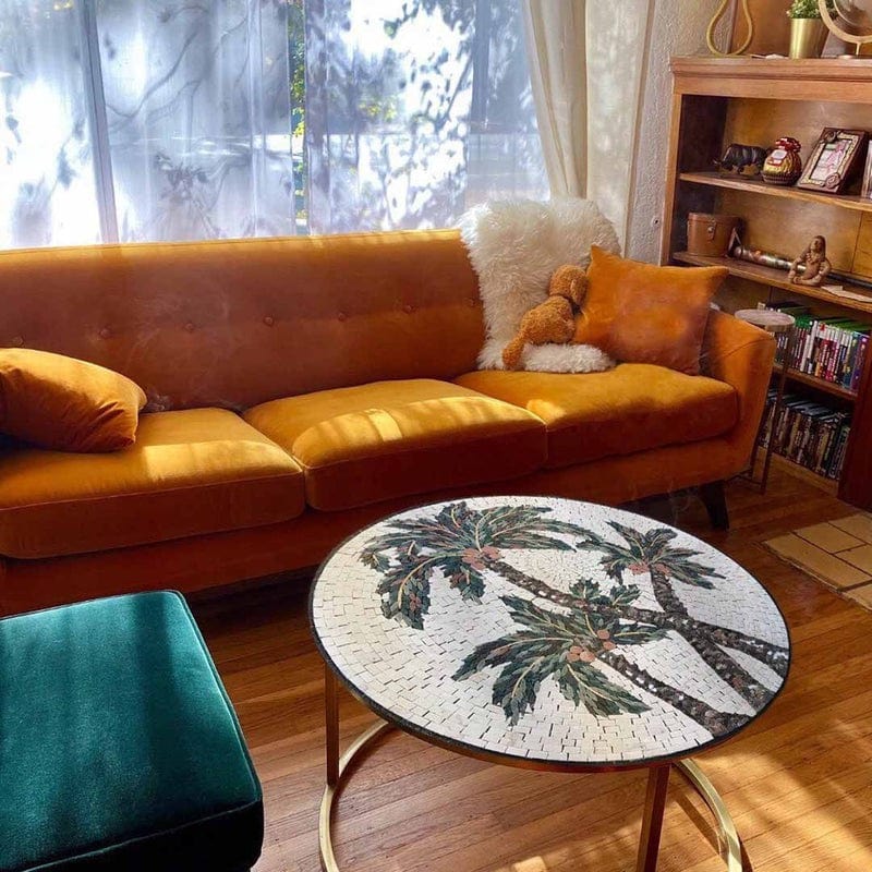 Mosaic Art Medallion - Palm Trees Accent | Flowers And Trees | Mozaico