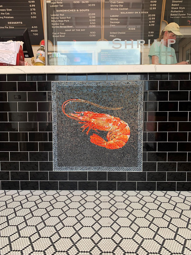 Radiant Shrimp Glass Mosaic Art | Nautical Decor – Mozaico