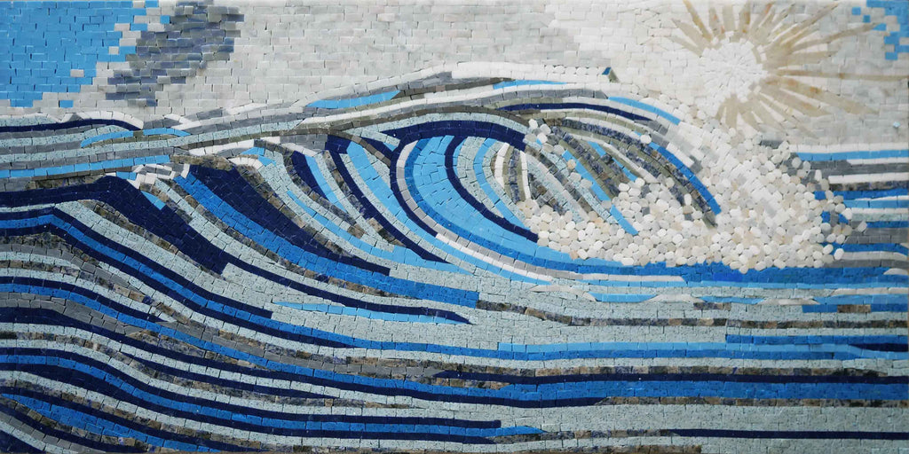 Mosaic Art - Shady Blue Waves | Marine Life&Nautical | Mozaico