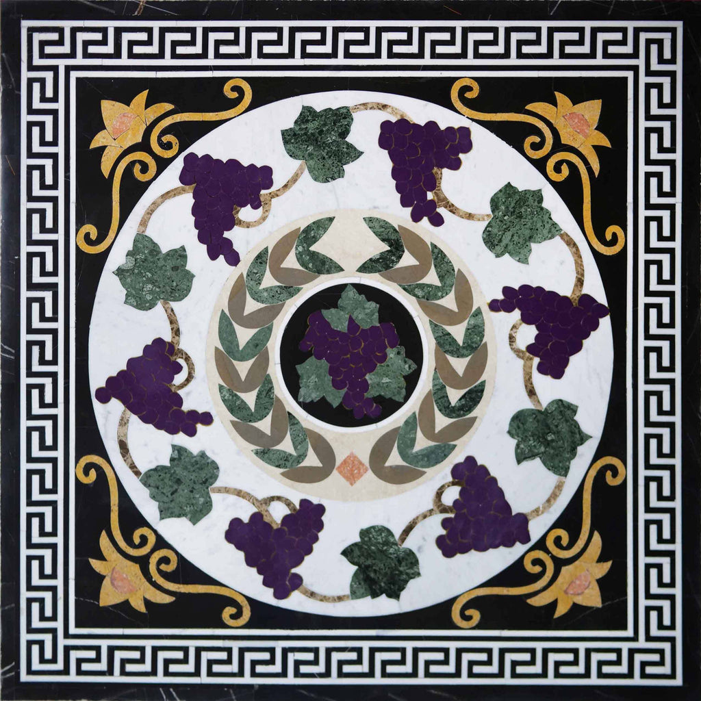 The Grape Medallion - Mosaic Stone Art | Geometric | Mozaico