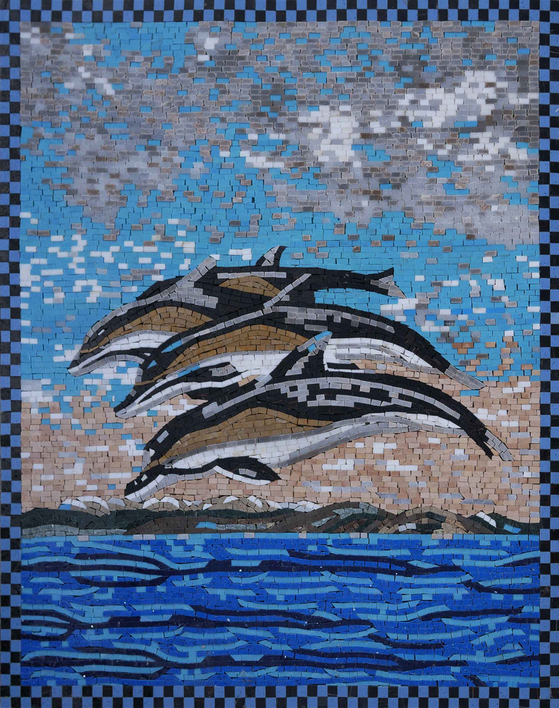 Nautical Mosaic - Flying Dolphins | Marine Life&Nautical | Mozaico